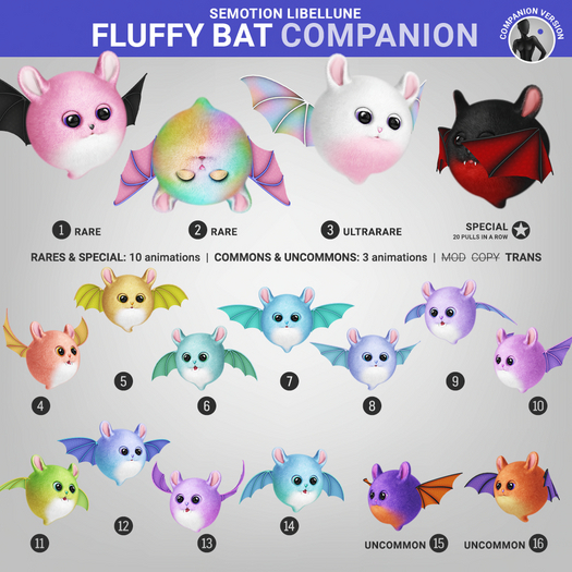 Second Life Marketplace - SEmotion Libellune Fluffy Bat Companion ULTRARARE 03